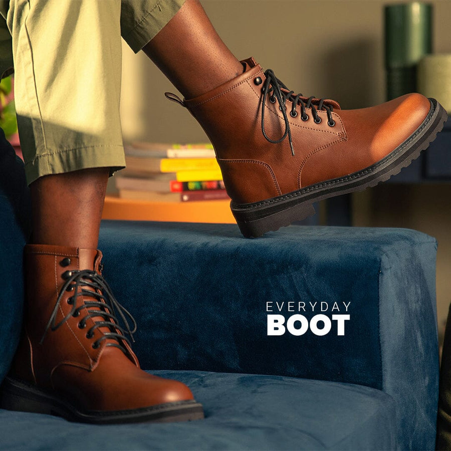 'Everyday Work Boot' unisex vegan lace-up boot with chunky sole by Ahi ...