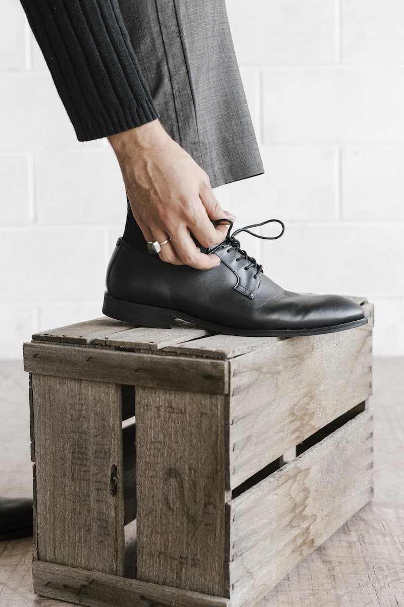 'Gideon' classic vegan derby round toe by Zette Shoes - black – Vegan Style